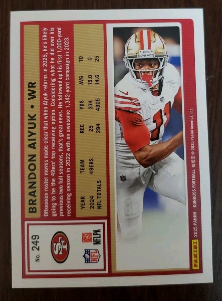 2025 Donruss Football Brandon Aiyuk Yellow Press Proof #249 | eBay