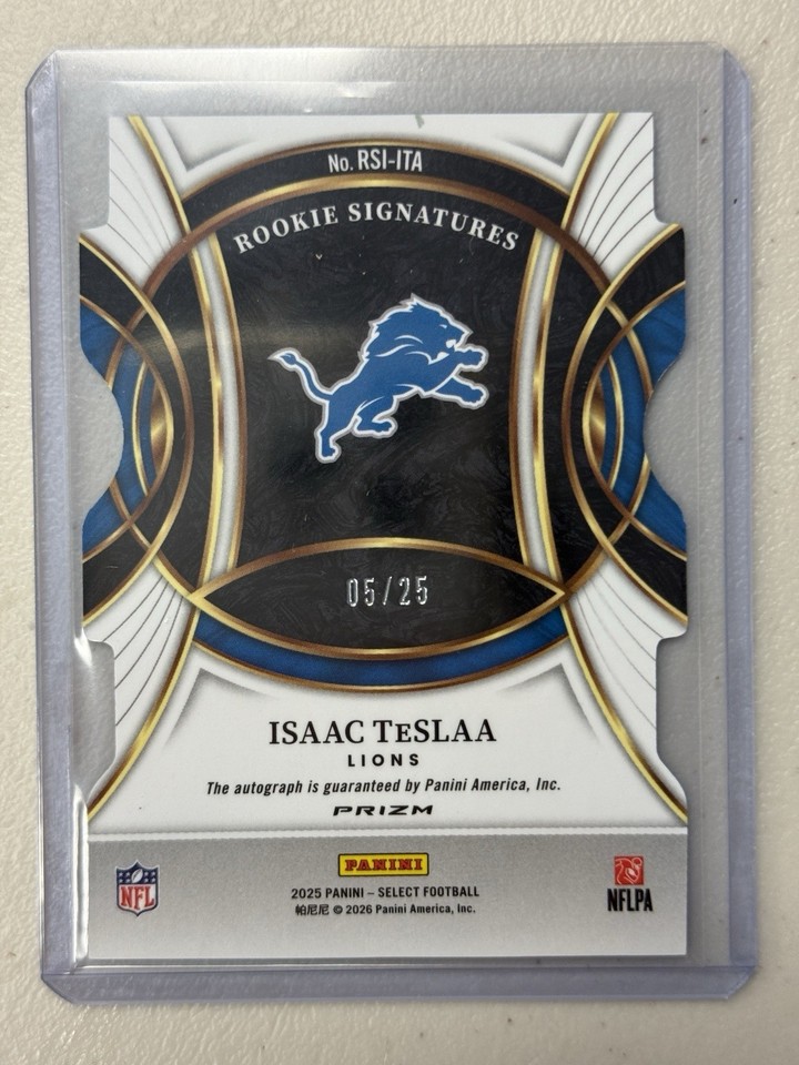 2025 Panini Select Isaac Teslaa Tie Dye Die Cut Auto /25 Detroit Lions ...
