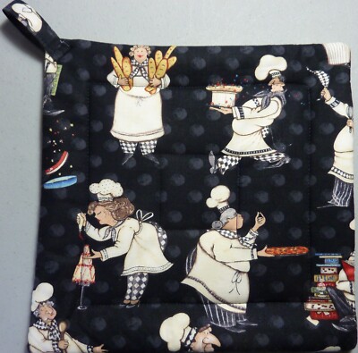 Deluxe Hot Pad/ Pot Holder: FRENCH CHEFS: Black/ White/ Red | eBay