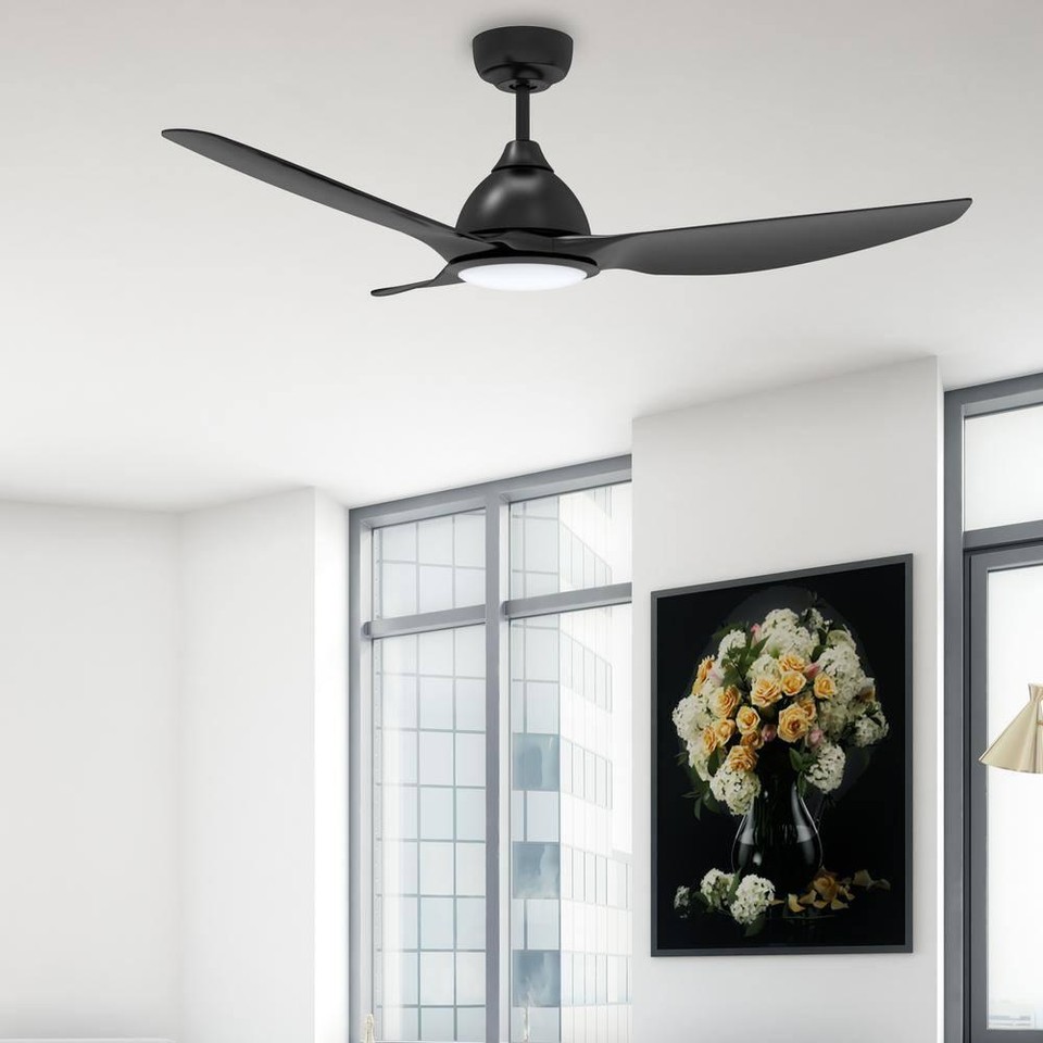 CARRO Smart Ceiling Fan 15.3"x52"x52" Dimmable LED Indoor Black w/Light ...