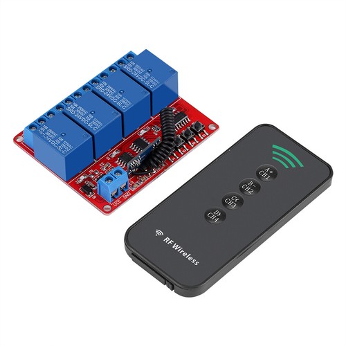 433MHz 24V 4CH Wireless Remote Control Switch Relay Receiver Module ...