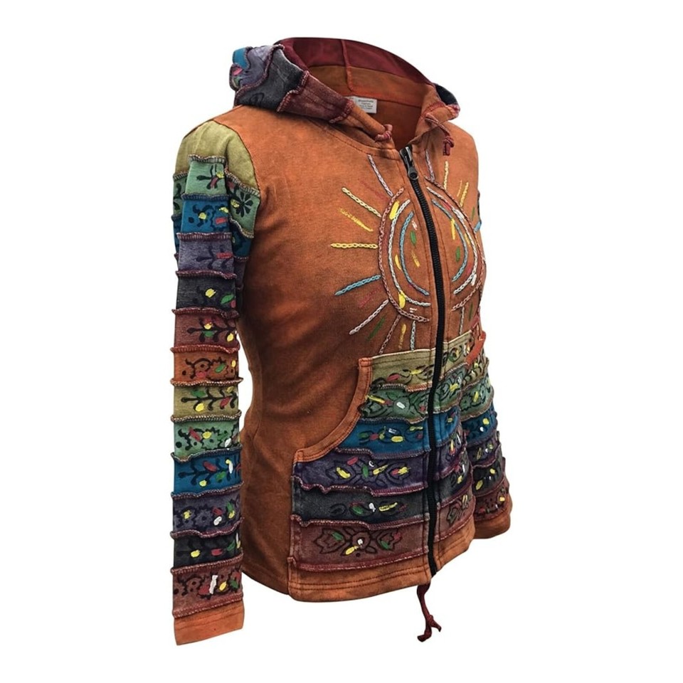 Women's Gothic Boho Sun Patchwork Faded Pixie Hippy Festival Ribs ...