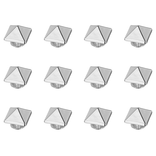 12 Pcs Square Spike Studs Rivets 12mm Metal Leather Rivets, Silver ...