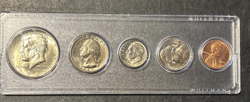 1965 - Uncirculated 5 Coin Set in Whitman Holder. Silver Kennedy Half ...