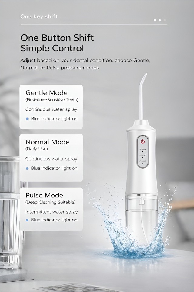 Water Flosser Water Pick Cordless Oral Irrigator Dental Teeth Cleaner ...