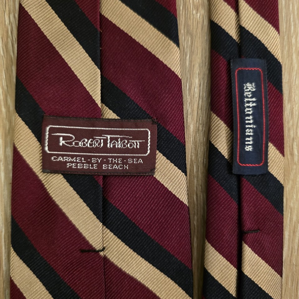 Robert Talbott Repp Tie Carmel By The Sea Hand Sewn 100% Silk Men's ...