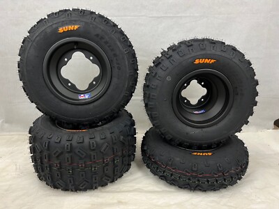 DWT A5 Black Front Rear Rims Wheels Sunf A035 Tires YFZ450 Raptor 700 ...