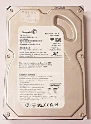 160 GB SATA Seagate barracuda 7200.9 ST3160812AS 8MB HDD 3.5 " Internal ...