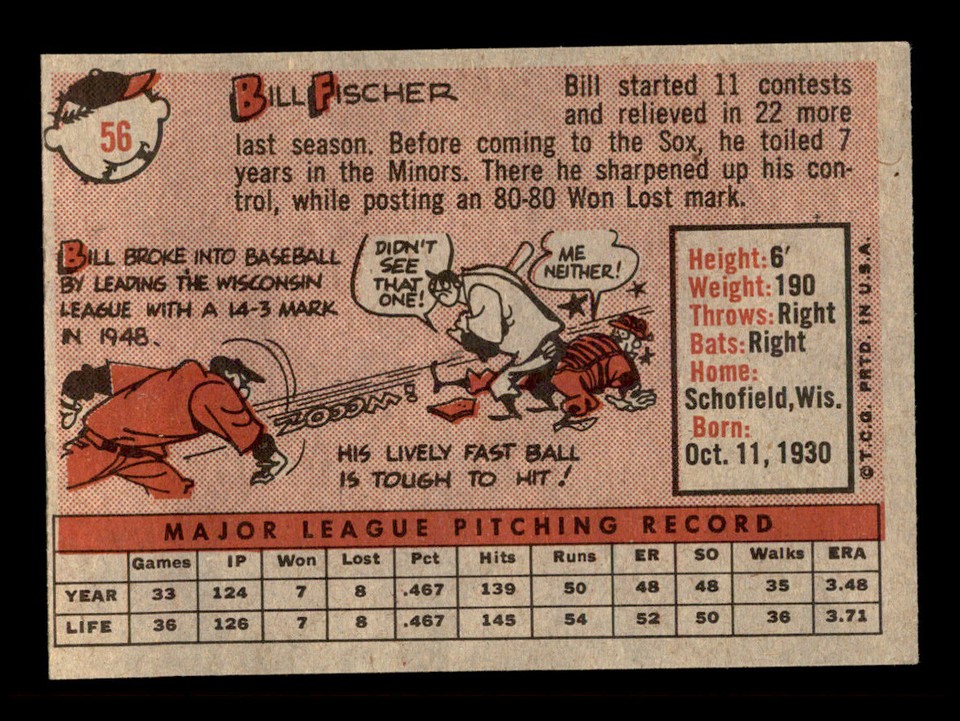 1958 Topps #56 Bill Fischer NM | eBay