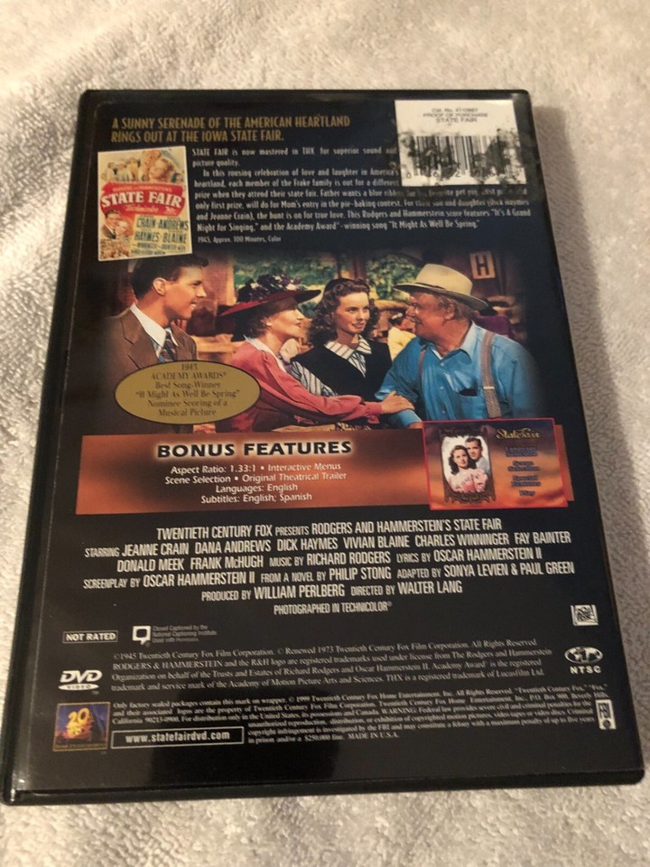 State Fair (DVD, 1999) NEW Sealed Jeanne Crain Dana Andrews | eBay