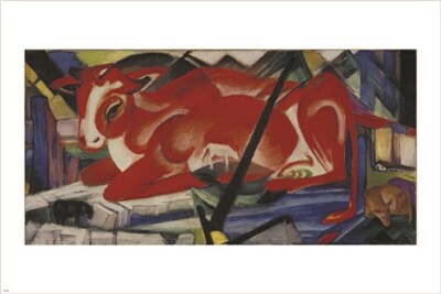 THE WORLD COW franz marc VINTAGE PAINTING art poster CUBIST colorful ...
