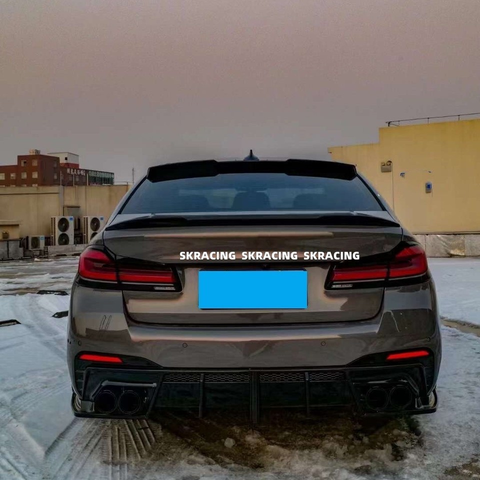 For 2021-2023 BMW G30 530i 540i Glossy Black Rear Bumper Diffuser Lip ...