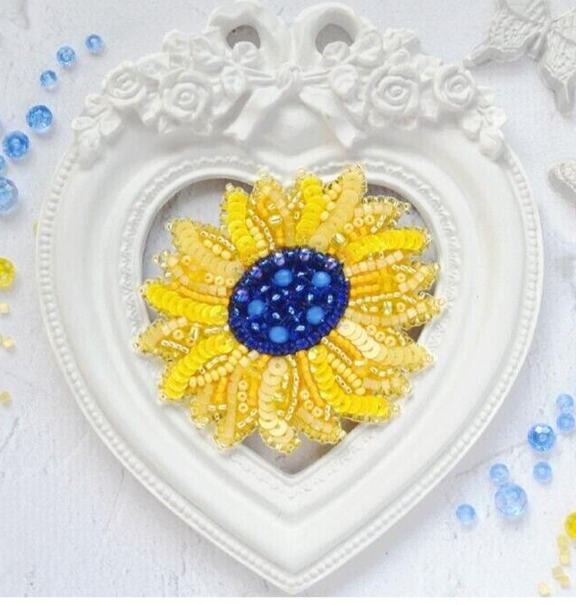 DIY Jewelry Making Beading kit Sunflower Brooch Bead Embroidery Pin ...