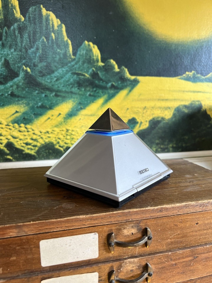Vintage Space Age Rare Seiko Pyramid Talking Time Clock Speaking Alarm ...