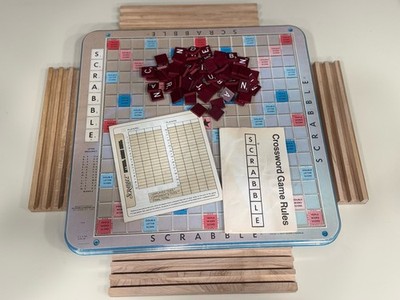 1954 SCRABBLE DELUXE TURNTABLE Game RED Tiles 71 Selchow and Richter No ...