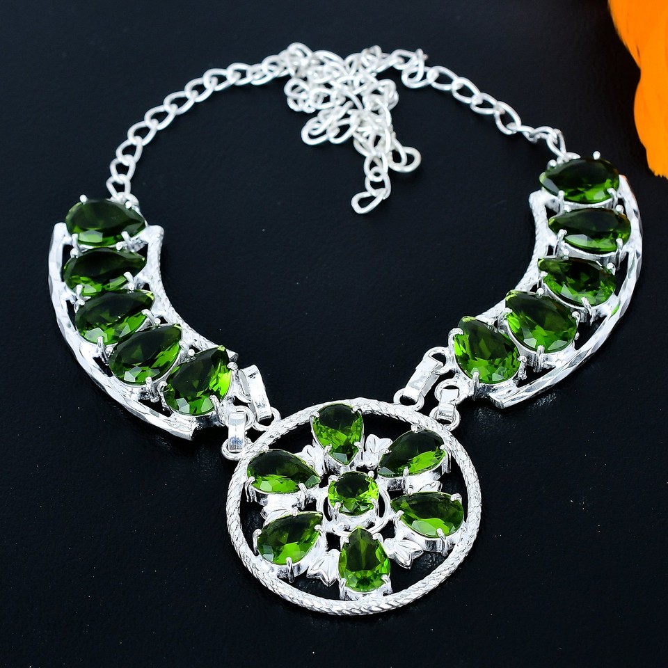 Peridot Gemstone Handmade 925 Sterling Silver Jewelry Necklace 18 ...