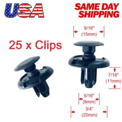 25 Piece Black Nylon Clips Car Panel Clips 20-Pack Fender Liner ...