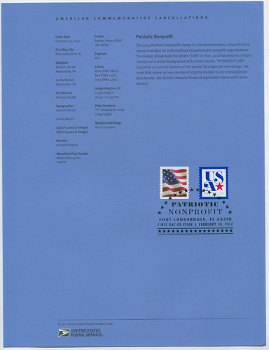 #5172 (5c) USA & Star Non Profit Stamp USPS #1708 Souvenir Page | eBay