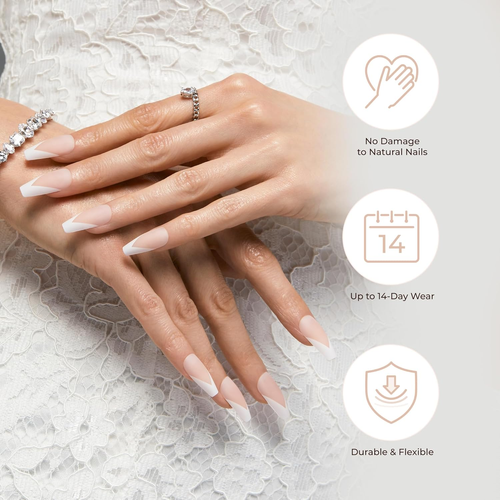 KISS Classy Press on Nails Nail Glue Included Be-You-Tiful' Beige Long ...