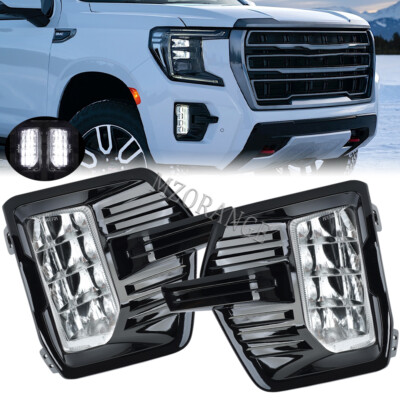 Left+Right Side LED Bumper Fog Light Lamp Set For Yukon AT4/Yukon XL ...