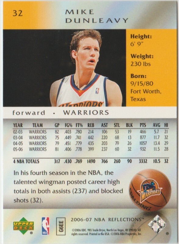 2006-07 Reflections Basketball #32 Mike Dunleavy - Golden State ...