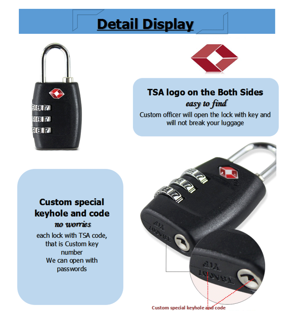4x TSA Approved Luggage Lock Travel 3 Digit Combination Suitcase ...
