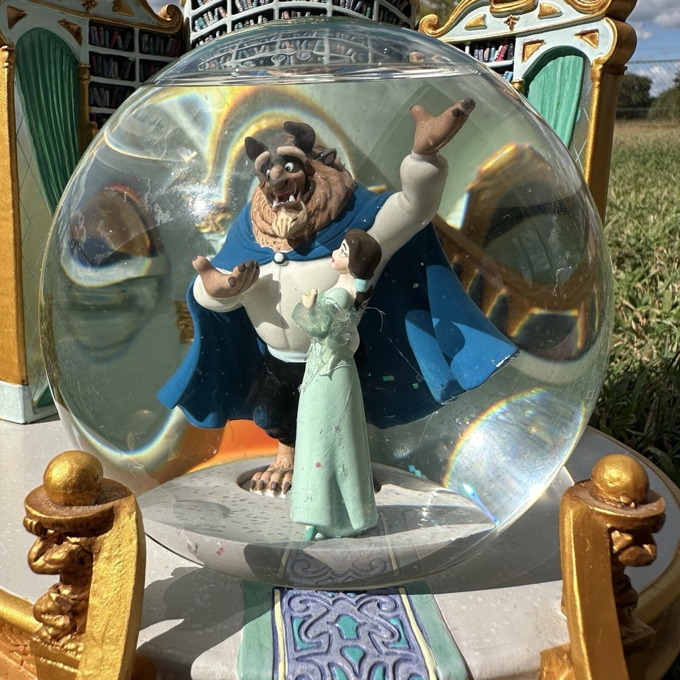 Rare 1991 Beauty and the Beast Snow Globe Library with Working Music ...