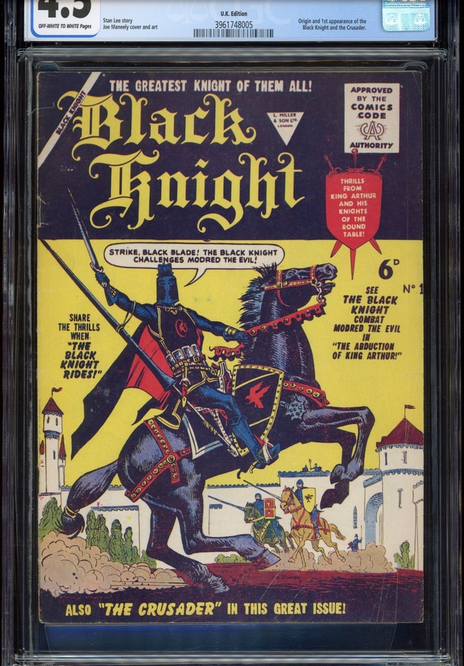 Black Knight #1 CGC 4.5 OW/W 1st app UK Ed TOP 3 HIGH GRADE L Miller ...