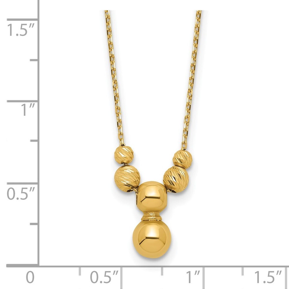 14K Polished and Diamond-cut Beads with 1in ext. Necklace | eBay