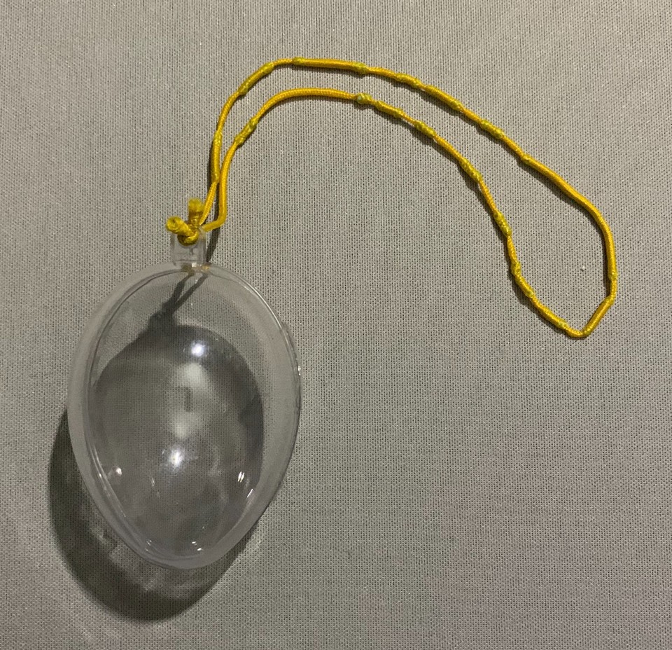1985 Vintage Clear Plastic Easter Egg Ornament w/Yellow Elastic Hanger ...