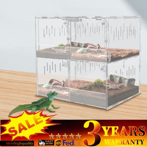 Acrylic 4 Grids Reptile Cage Large Tank Cage Enclosure Box Tarantula ...