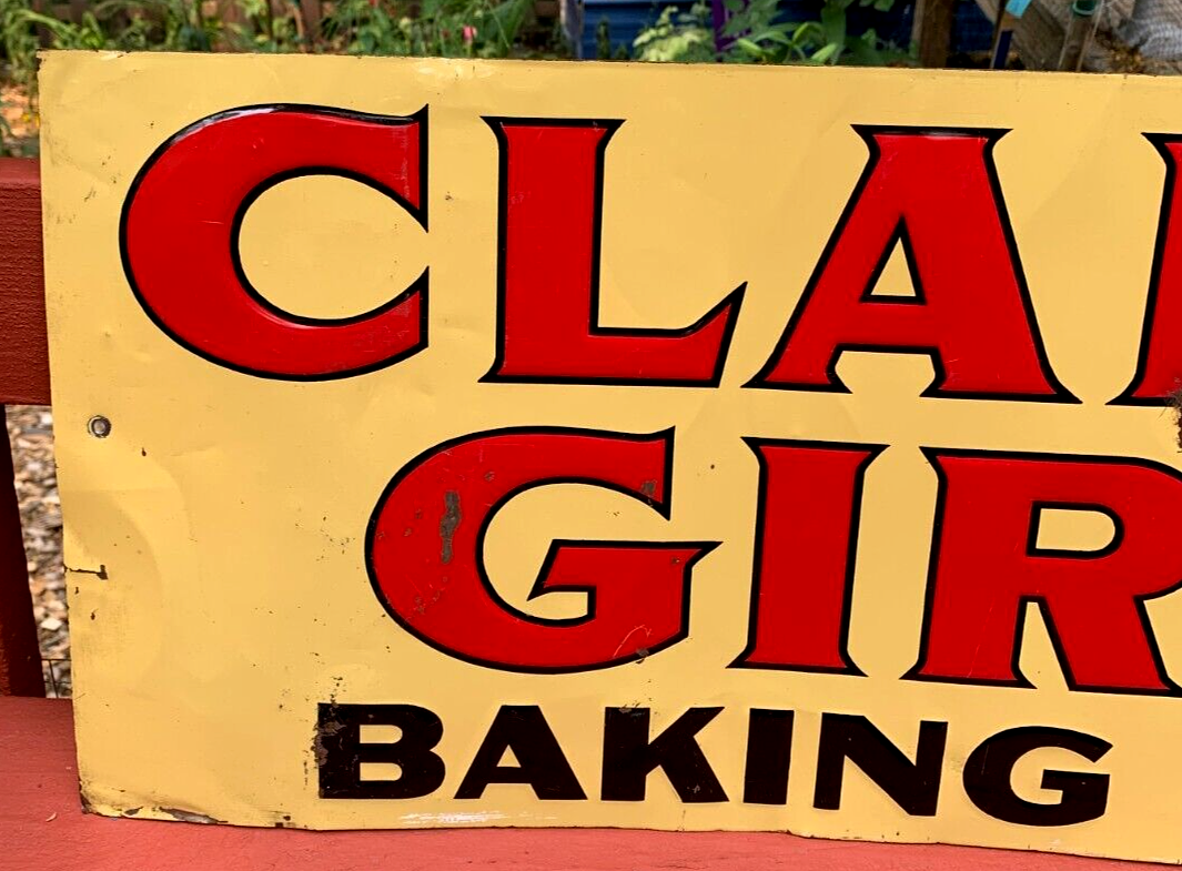 Vintage Metal Clabber Girl Baking Powder Sign 34 by 12 Bakery Country ...