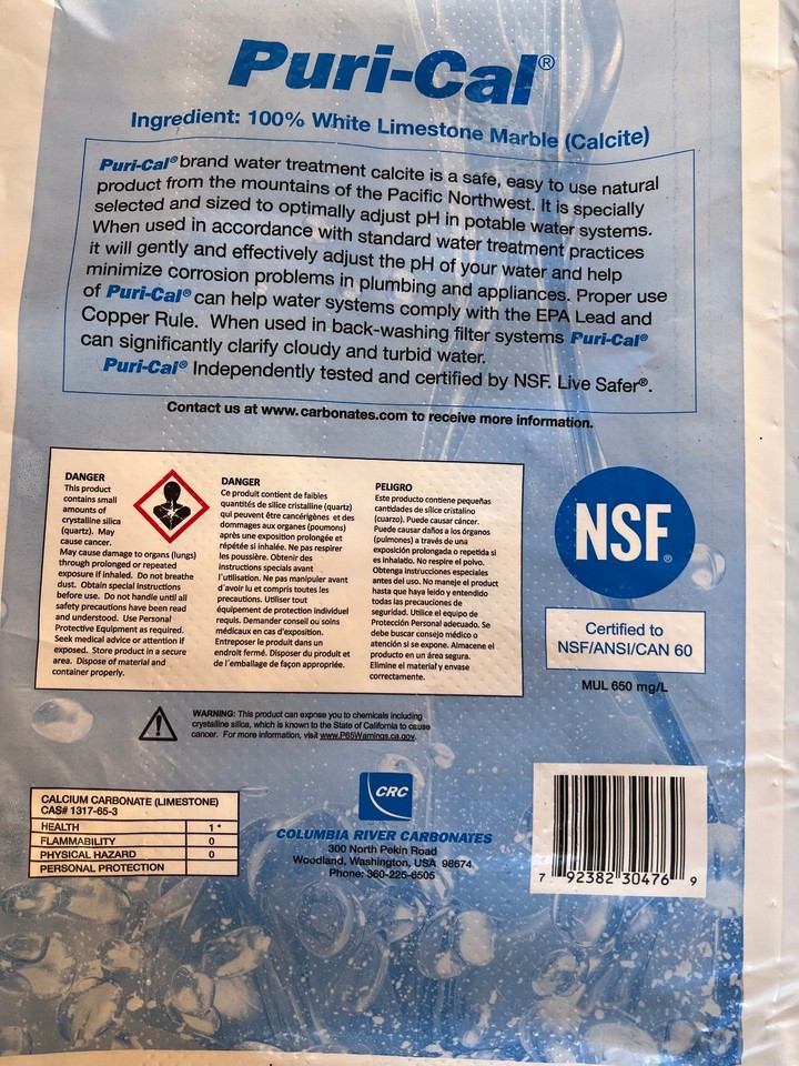 Calcite Corosex Media (Calcium Carbonate Mineral) pH Correction, Acid ...