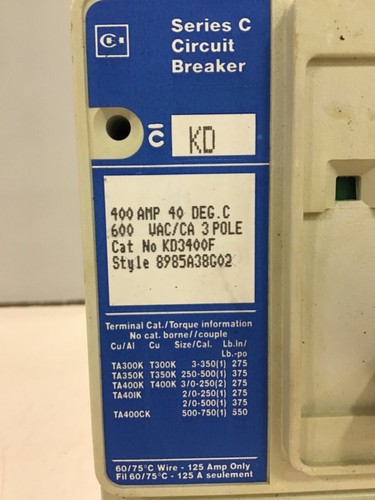 WESTINGHOUSE 400 Amp Circuit Breaker KD3400F Used #135227 | eBay