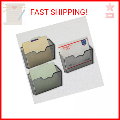 3 Pack - SimpleHouseware Wall Mount Single Pocket File Organizer Holder ...