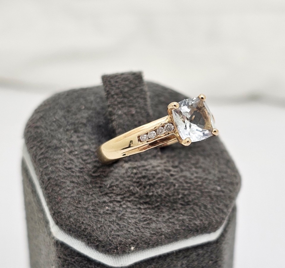 ESTATE STS CHUCK CLEMENCY 14K SOLID GOLD 1 CT. AQUAMARINE & DIAMONDS ...