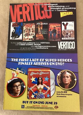 Wonder Woman + Vertigo 2004 comic Print Ads retro promo art dvd tv ...