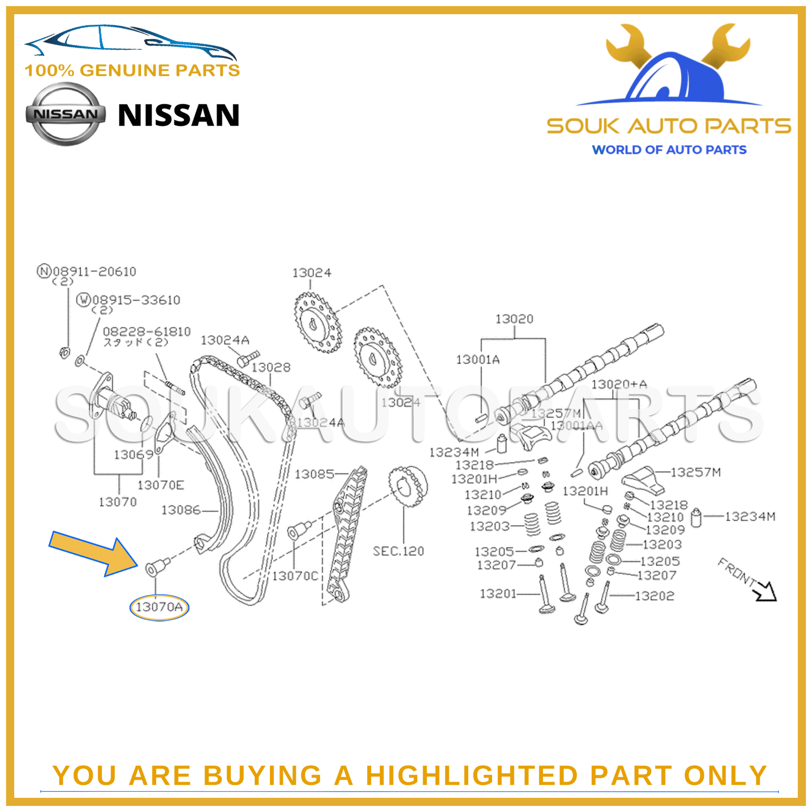 13070-2J203 Genuine Nissan TENSIONER ASSY-CHAIN 130702J203 OEM | eBay