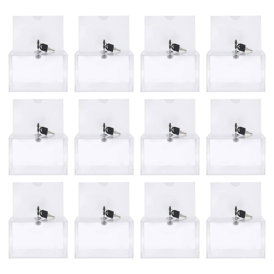 12PCS Acrylic Suggestion Boxes Clear Acrylic Donation Box Ballot Box ...
