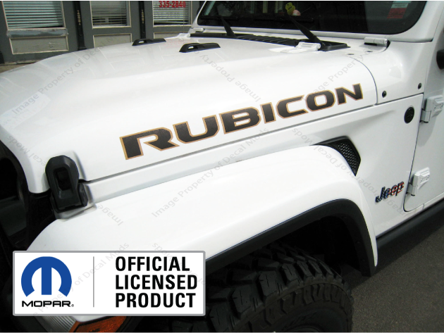 (2x) Jeep Wrangler RUBICON Hood Decals Stickers Topo Map Black Tan Map ...