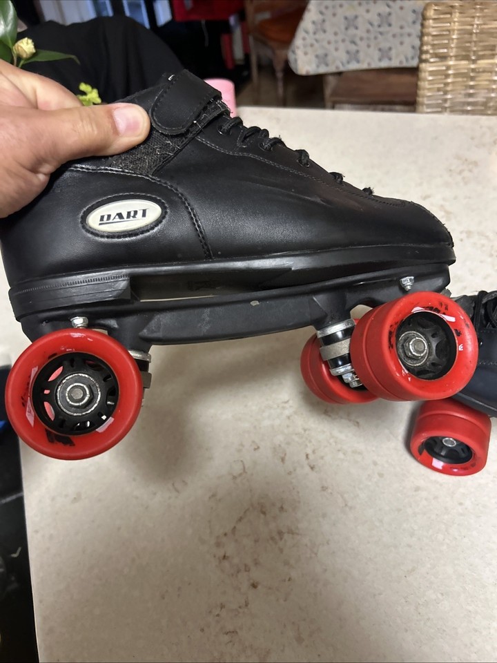 Riedell Dart Quad Roller Speed Skates Black W/Red Wheels Adult Unisex ...