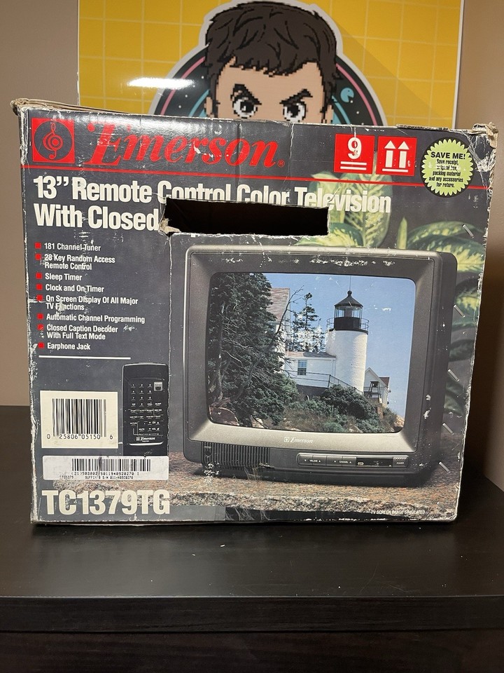 Vintage 1993 Emerson 13” CRT TV TC1379 Gaming Television w/Remote ...
