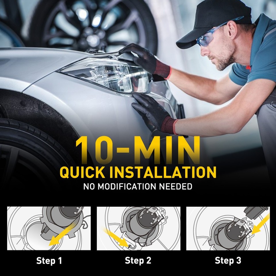 AUXITO 9003 H4 LED Headlight Bulbs High Low Beam 30W 6000K White Canbus ...