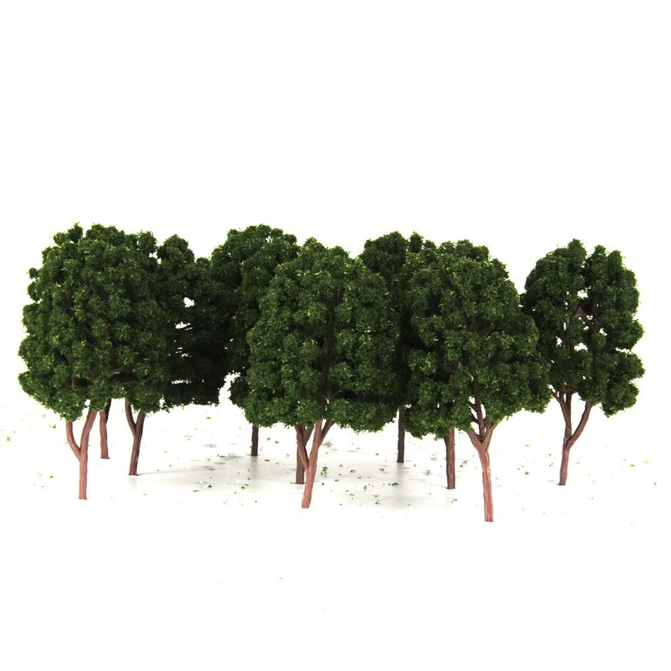 10pcs HO OO Scale Model Trees Layout Train Diorama Scenery Dark Green ...