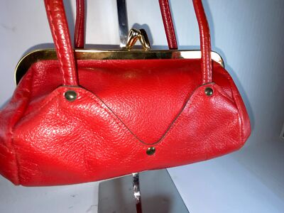 Darling Letisse Red All Leather KissLock Mini Purse 9" X 5" | eBay