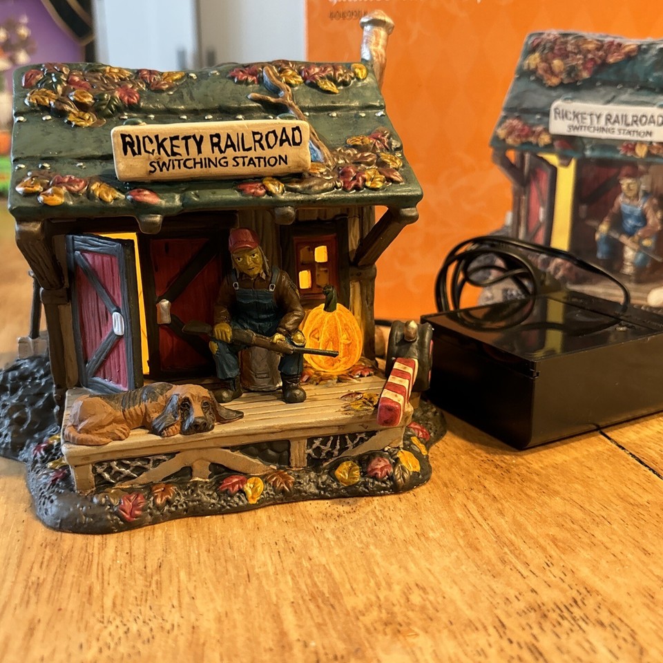 Dept 56 Halloween Haunted Rails Outpost Rickety Railroad Switching ...