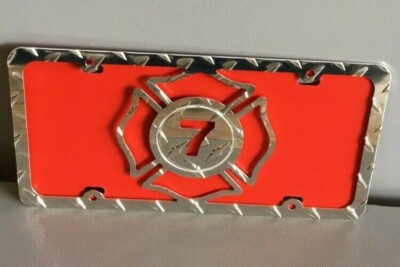 Fire Department Fire Fighter Metal Art License Plate Customizable Color ...