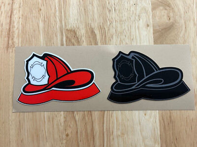 FIRE HELMET DECALS (2) FIRE STICKERS HIGH QUALITY UV LAMINATE USA MADE ...