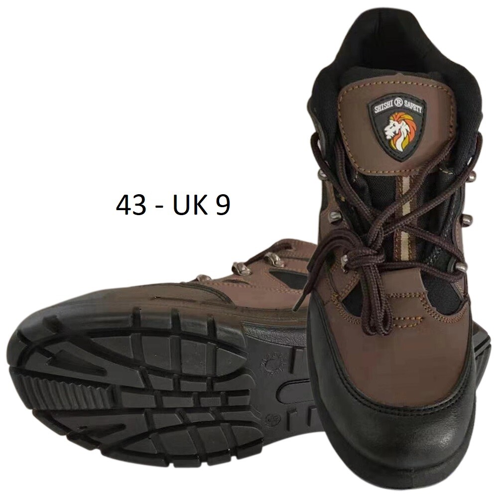 Men Safety Shoe Steel Toe Cap Ankle Protector Work Boots Leather Hiking ...
