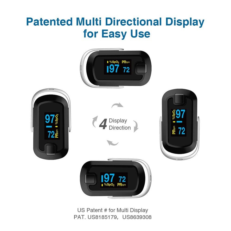 OLED Finger Pulse Oximeter, O2 Meter, Dual Color White/Black ...